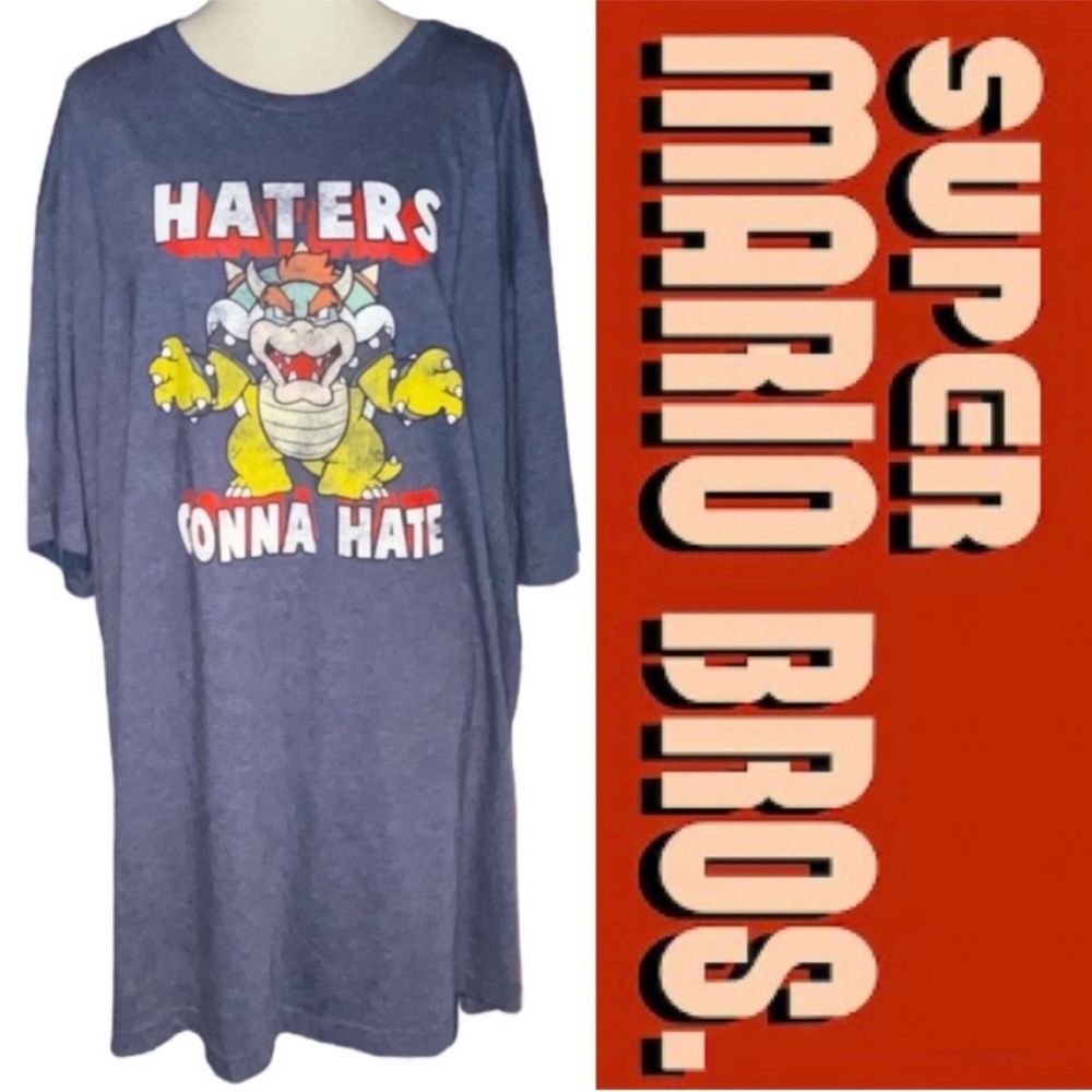 Bowser Super Mario Bros. Haters Gonna Hate 5xlt Plus … - Gem